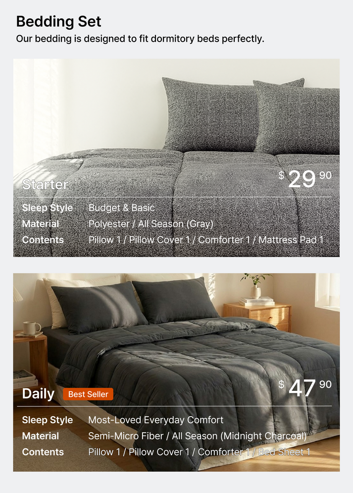 Bedding & Essentials for UOS Dorm (Exchange) – LIVING KO oncampus